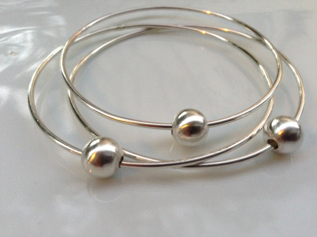 Bangle Bracelet With Spinning Ball - Handmade Sterling Silver Bangle ...