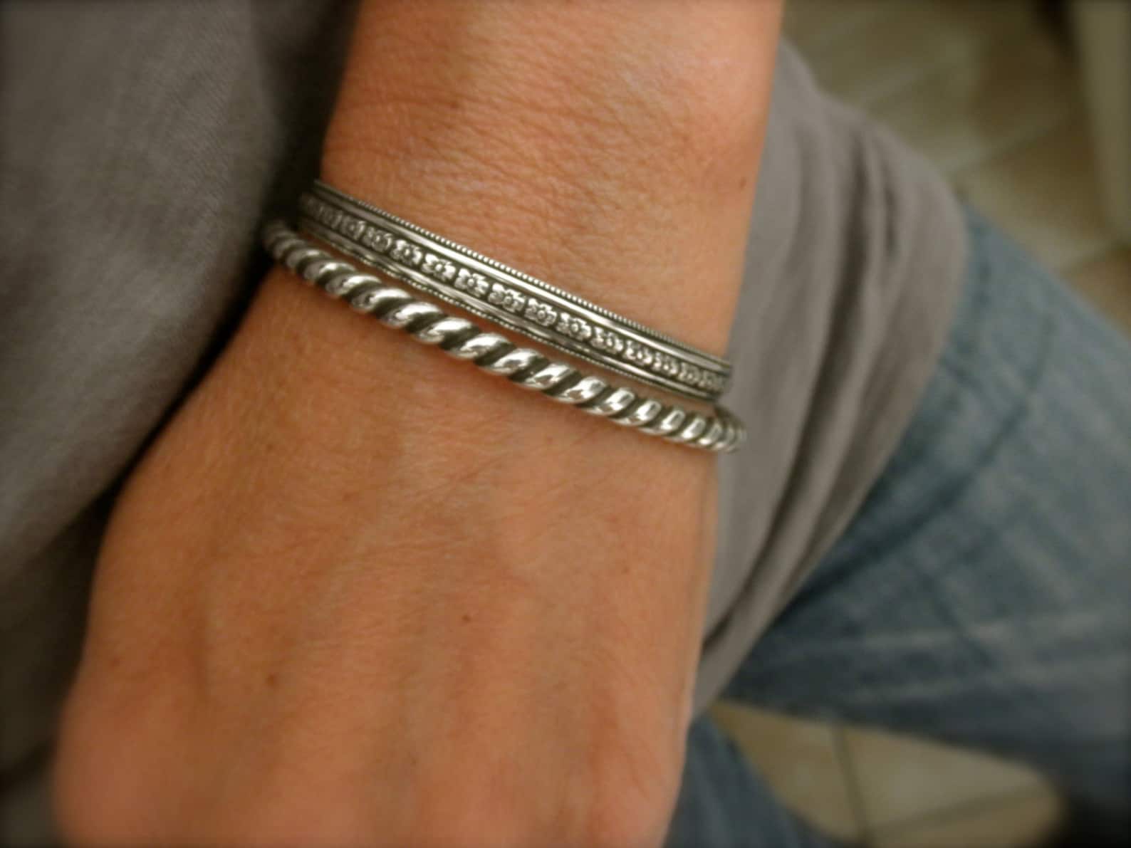 Sterling Silver Twisted Cuff Bracelet - Etsy