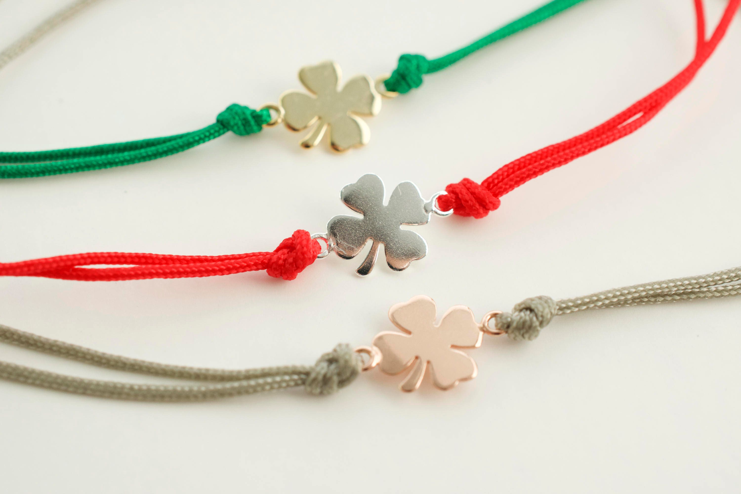 Lucky Clover Cord Bracelet Gold Clover Silver Clover - Etsy