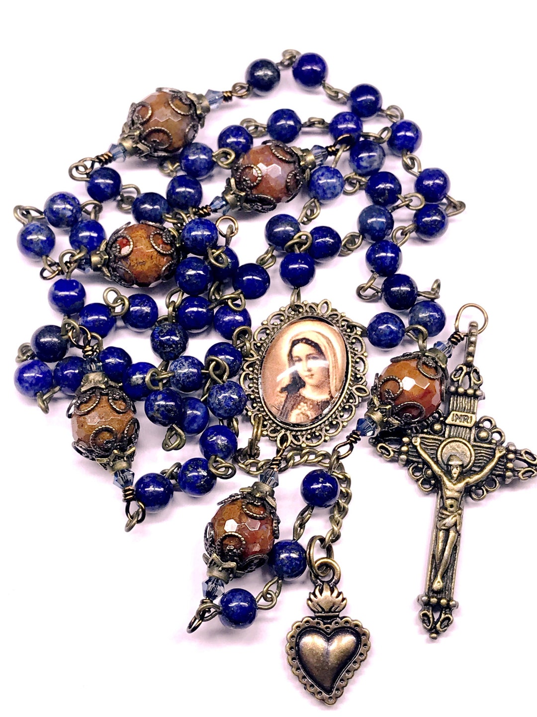 Catholic Rosary, Catholic Prayer Beads, Holy Rosary, Lapis Lazuli, Agua ...