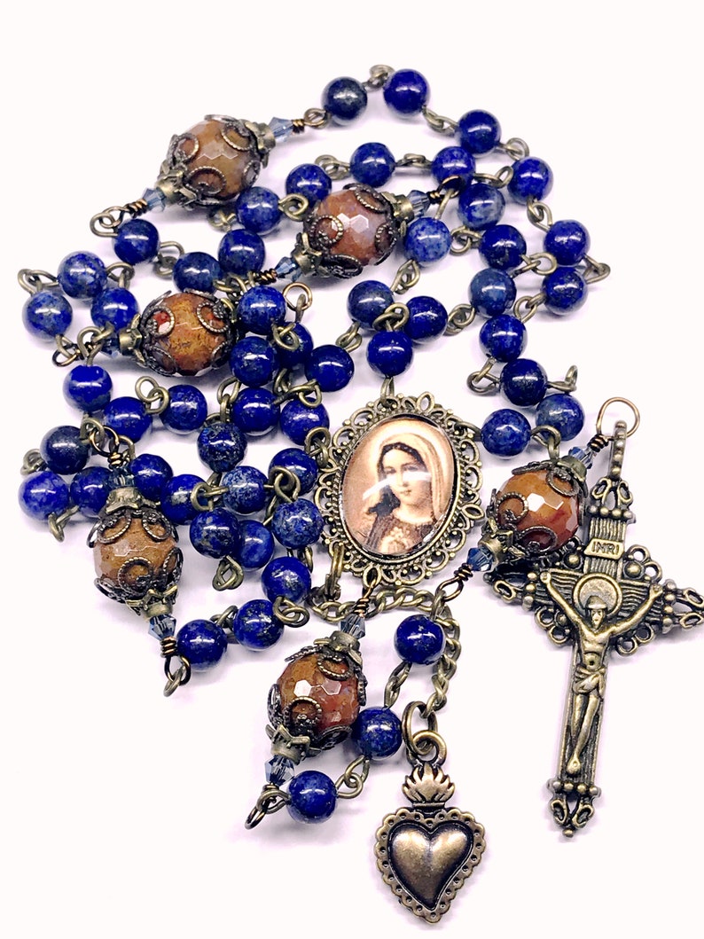 Catholic Rosary Catholic Prayer Beads Holy Rosary Lapis | Etsy