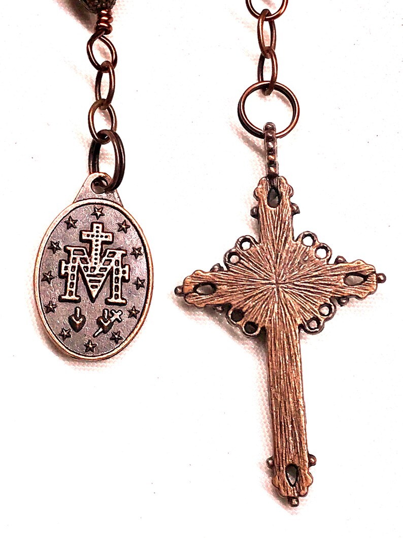 Catholic Tenner Rosary Copper Crucifix & Our Lady Miraculous - Etsy