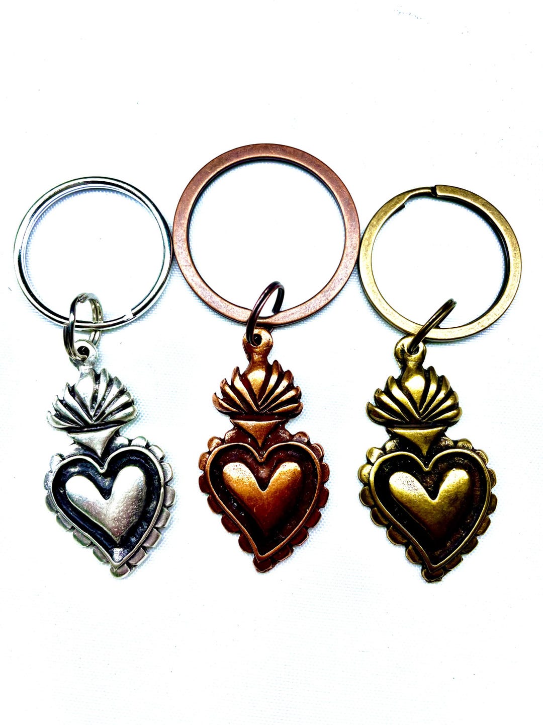 Sacred Heart Keychains, Choice of Copper Silver or Antique Bronze ...