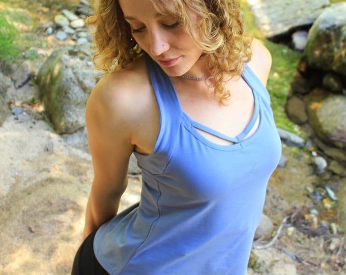 Peekaboo Tank Top-strappy Top-unique Tops-light Blue - Etsy