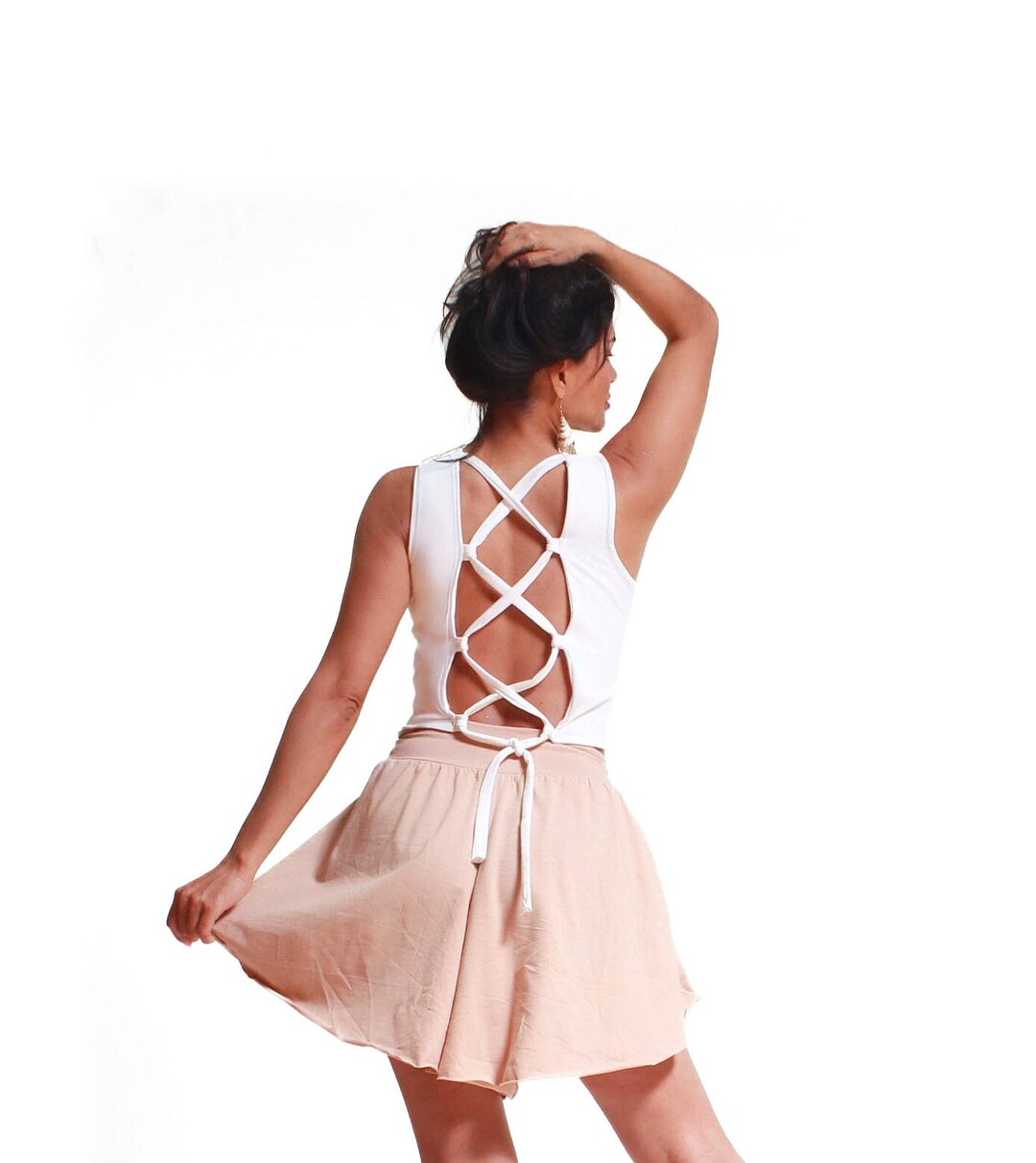 Womens Lace up Tank Top- Pirate Queen Open Back Crop Top- Backless Tank ...