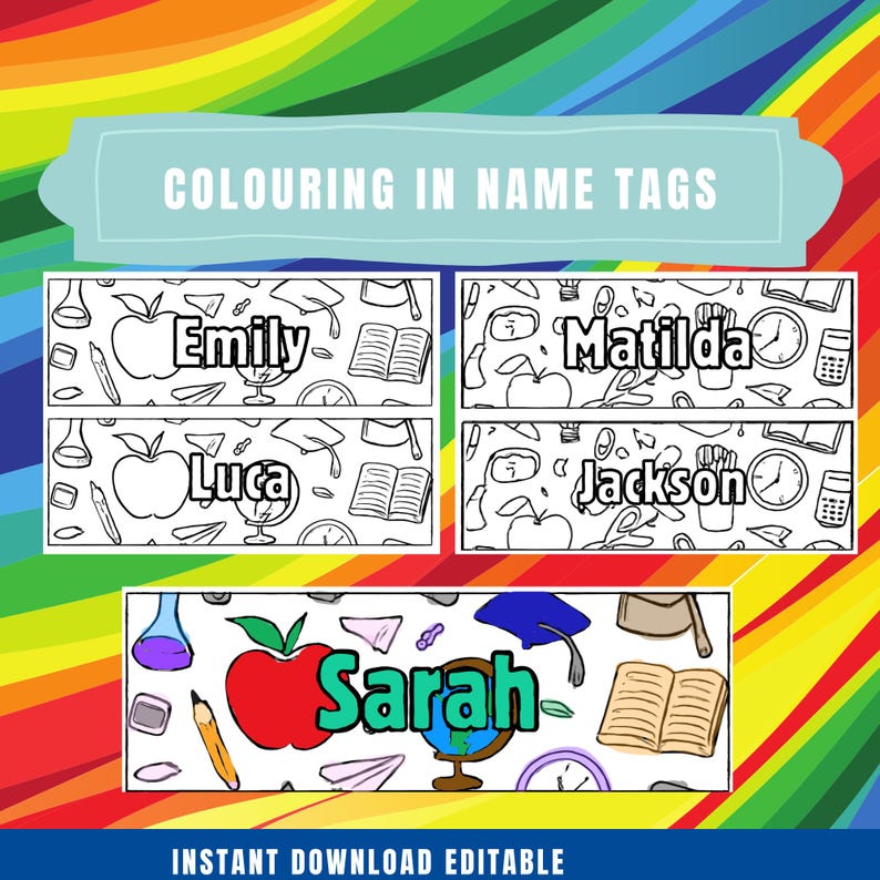 Editable Colouring Desk Name Tags | Printable Classroom Name Plates ...