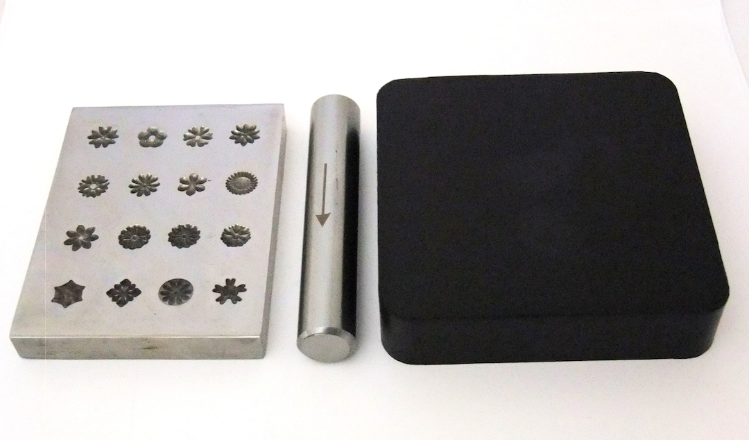 16 Impression Flower Design Shot Plate Impression Die-punch & Rubber ...
