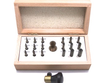 Premium Jewelers 36 Round Bezel Punch Set Stone Setting in Wood Box 2 ...