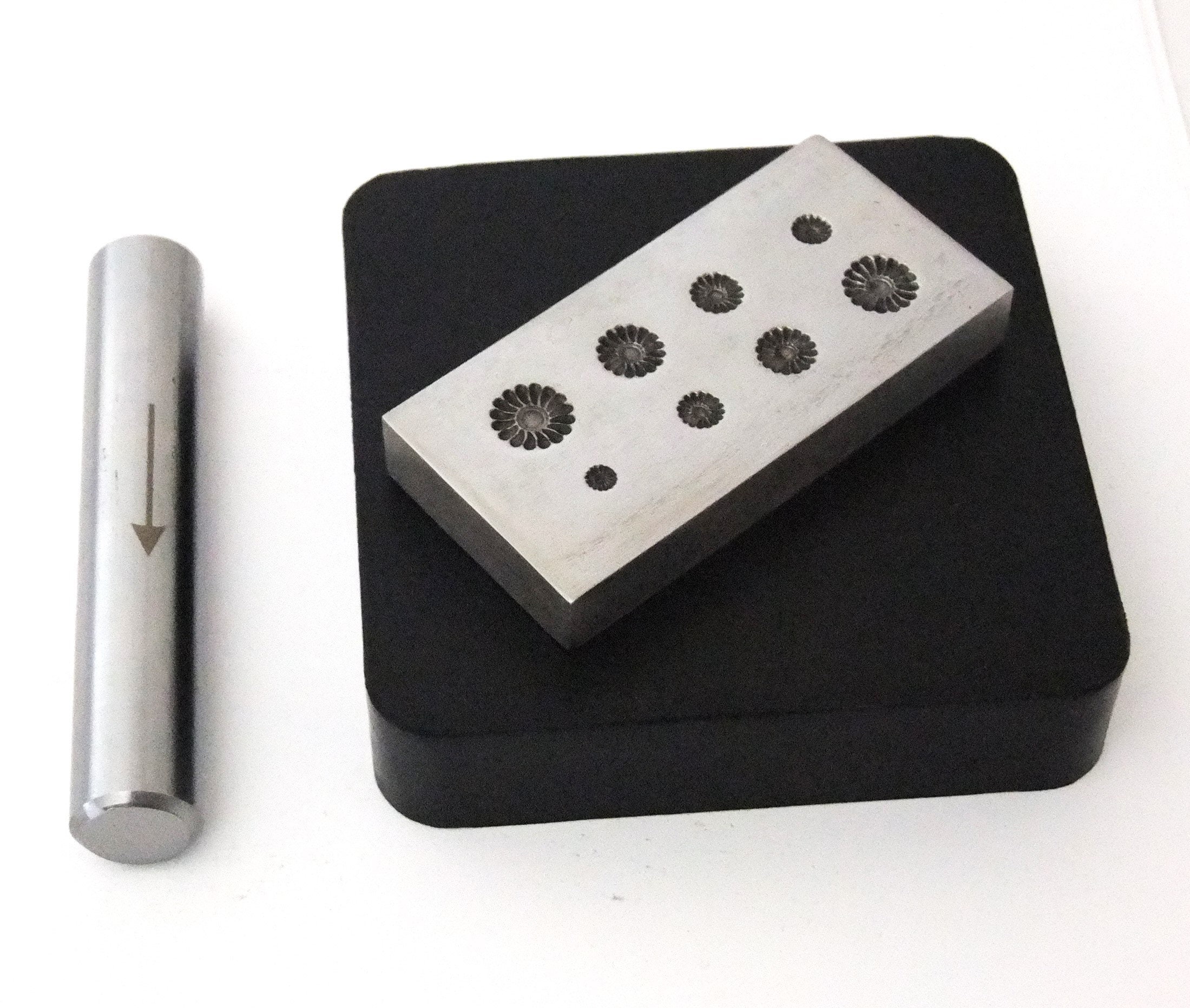 Shot Plate Graduated Pinwheel Impression Die Punch & Rubber Bench Block ...