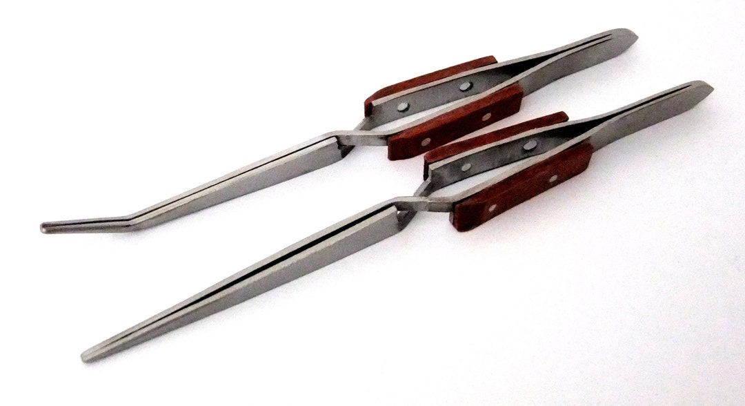 2 Pack Fiber Grip Soldering Tweezers Straight and Bent Tips - Etsy