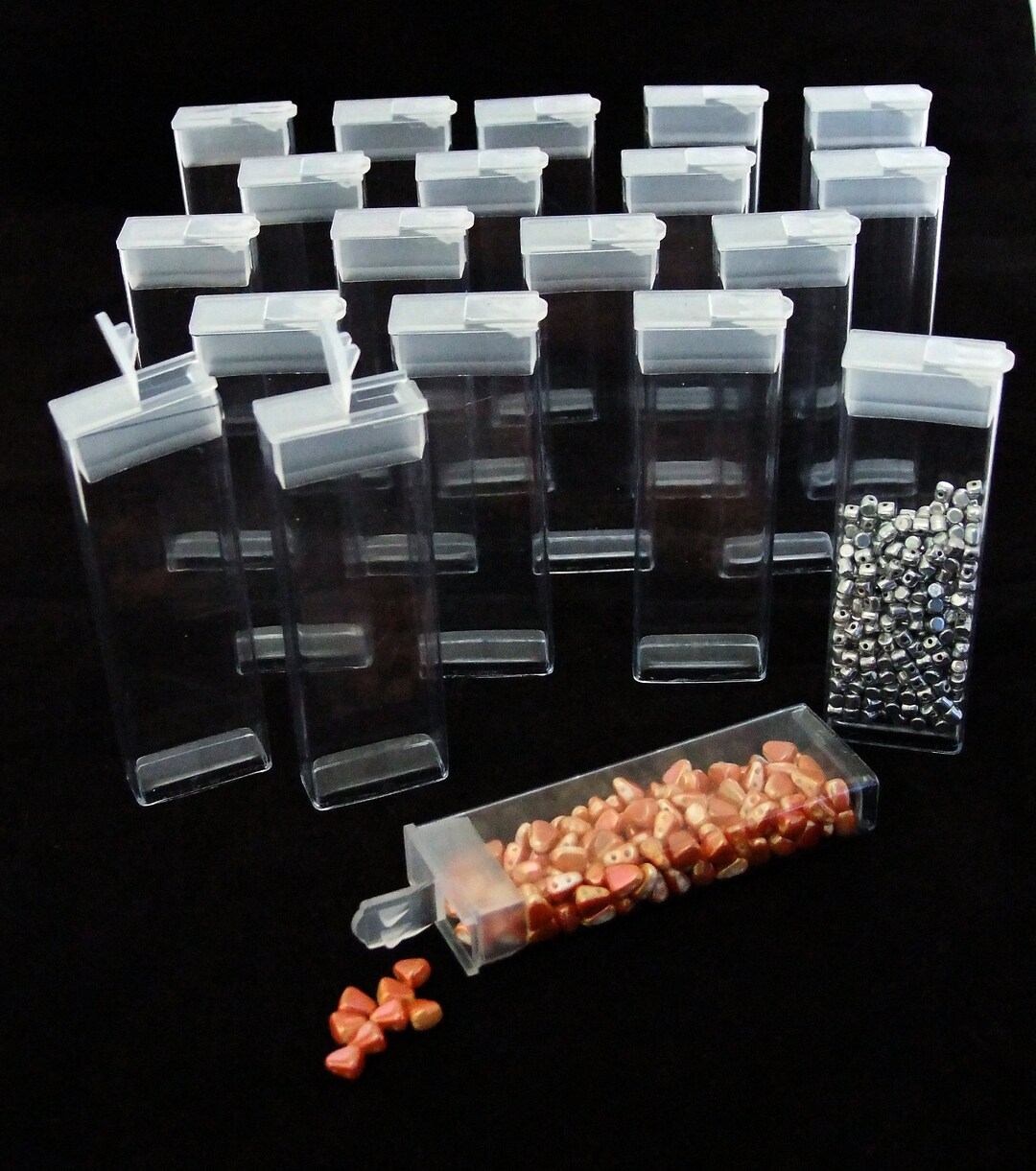 Retail Pack of 20 Rectangle Clear Plastic Storage Tubes W/ Flip Tops 3 ...