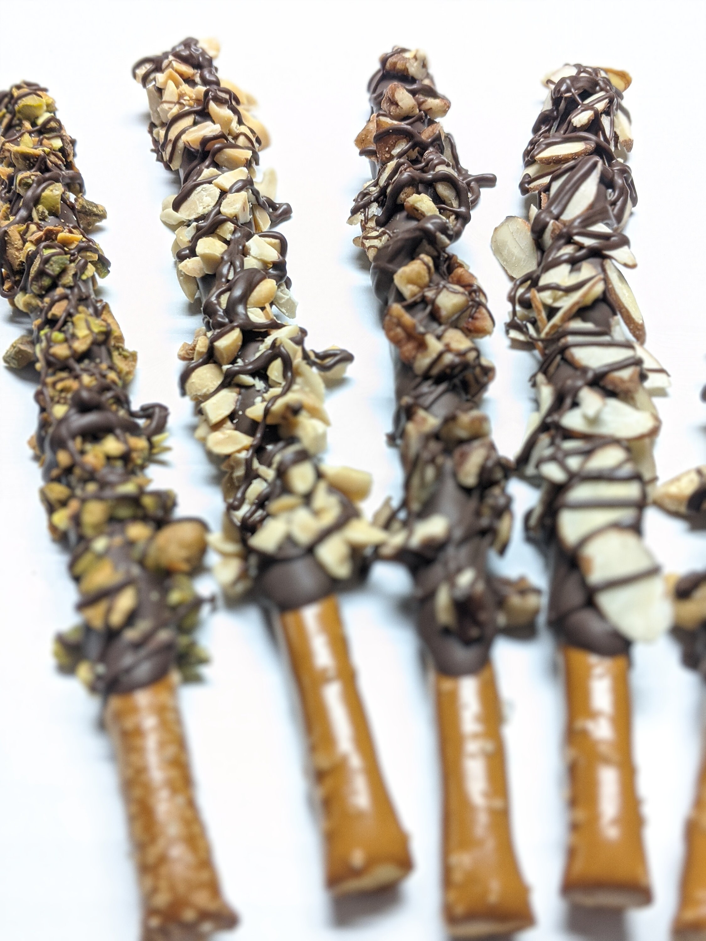 Chocolate Pretzel Rods Assorted Nuts Pecan Peanut Almond | Etsy