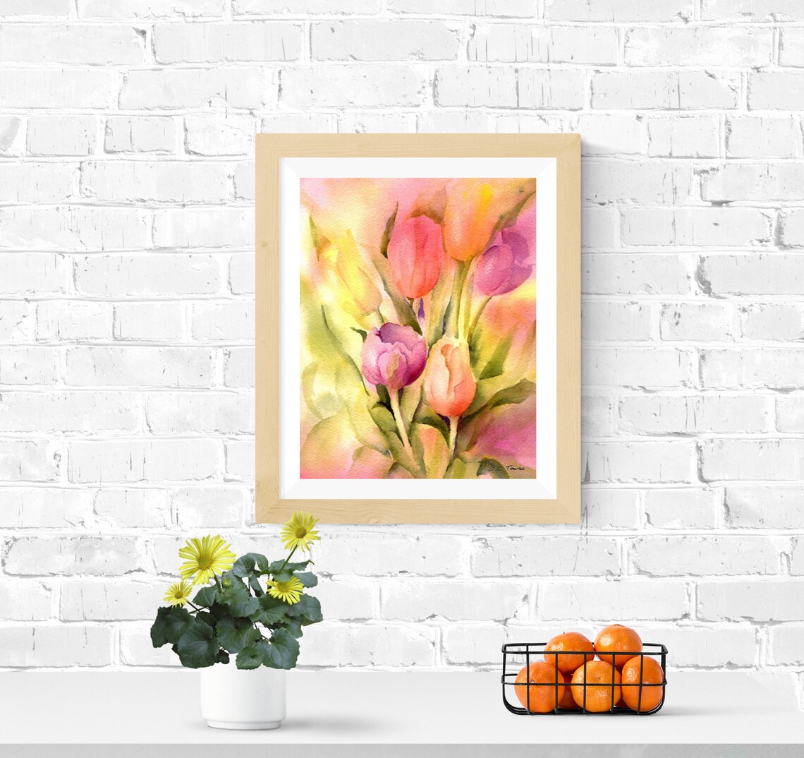 Tulip Art Print, Floral Painting, Flower Art, Botanical Art, Tulip ...