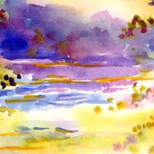 Abstract Lake Art From Original Watercolor Painting by Connietownsart ...
