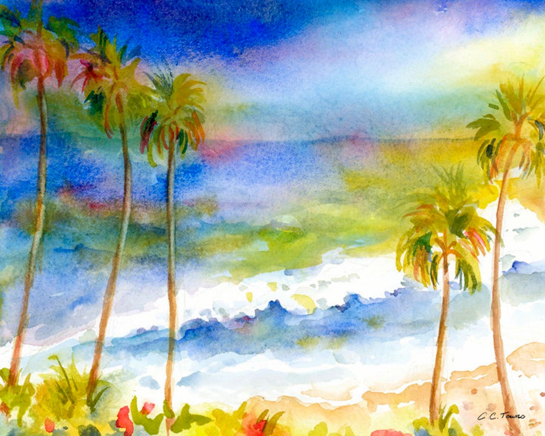 California Wall Art, Watercolor Print From Original Watercolor Paitning ...
