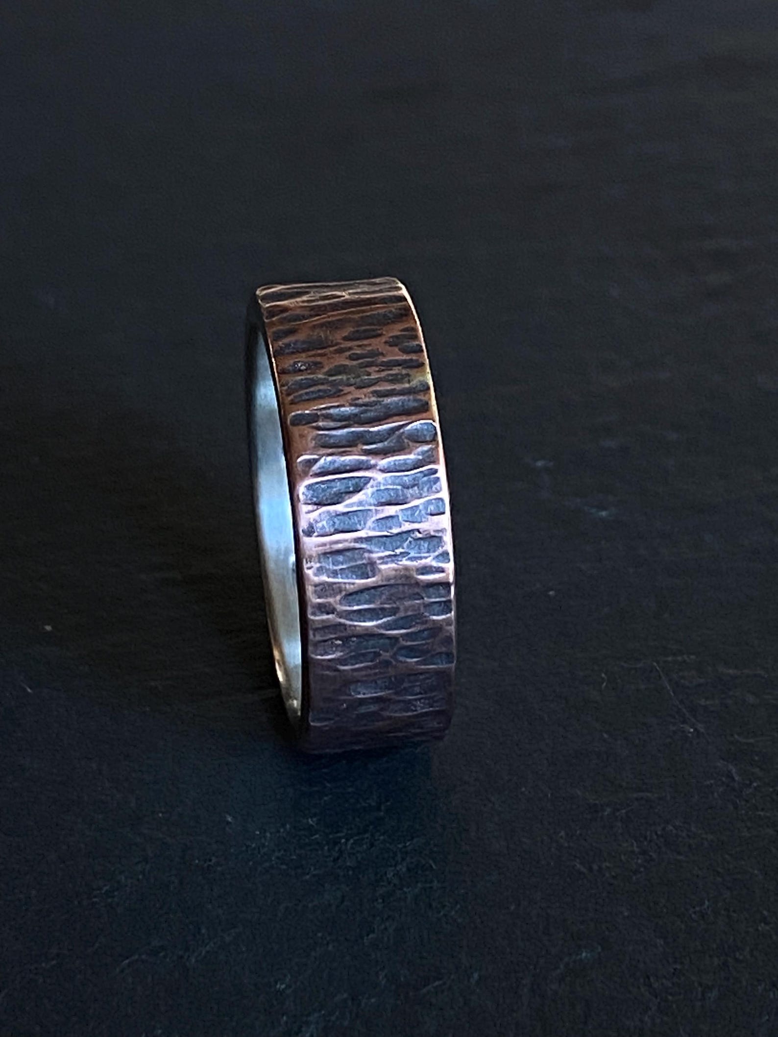 Handcrafted Copper Textured Ring - Customizable With Sterling Silver ...