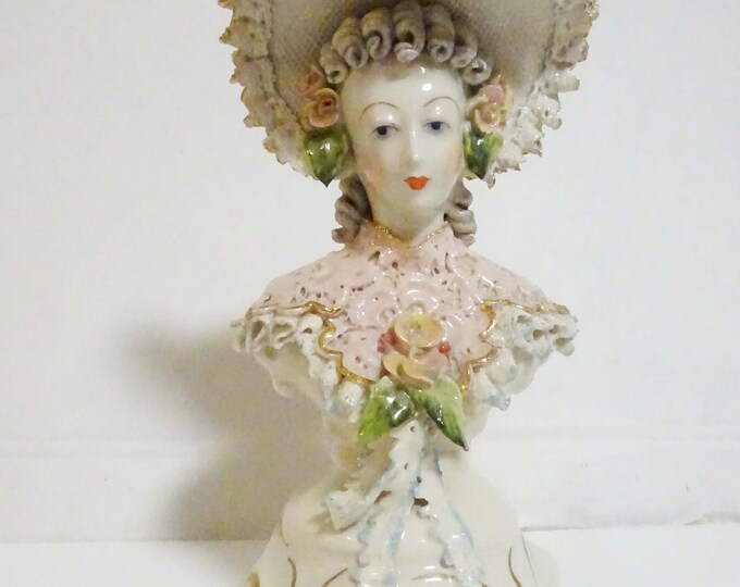 Vintage Ceramic Lady Figurine, Porcelain Bust, Cordey, 1940's, Dipped ...