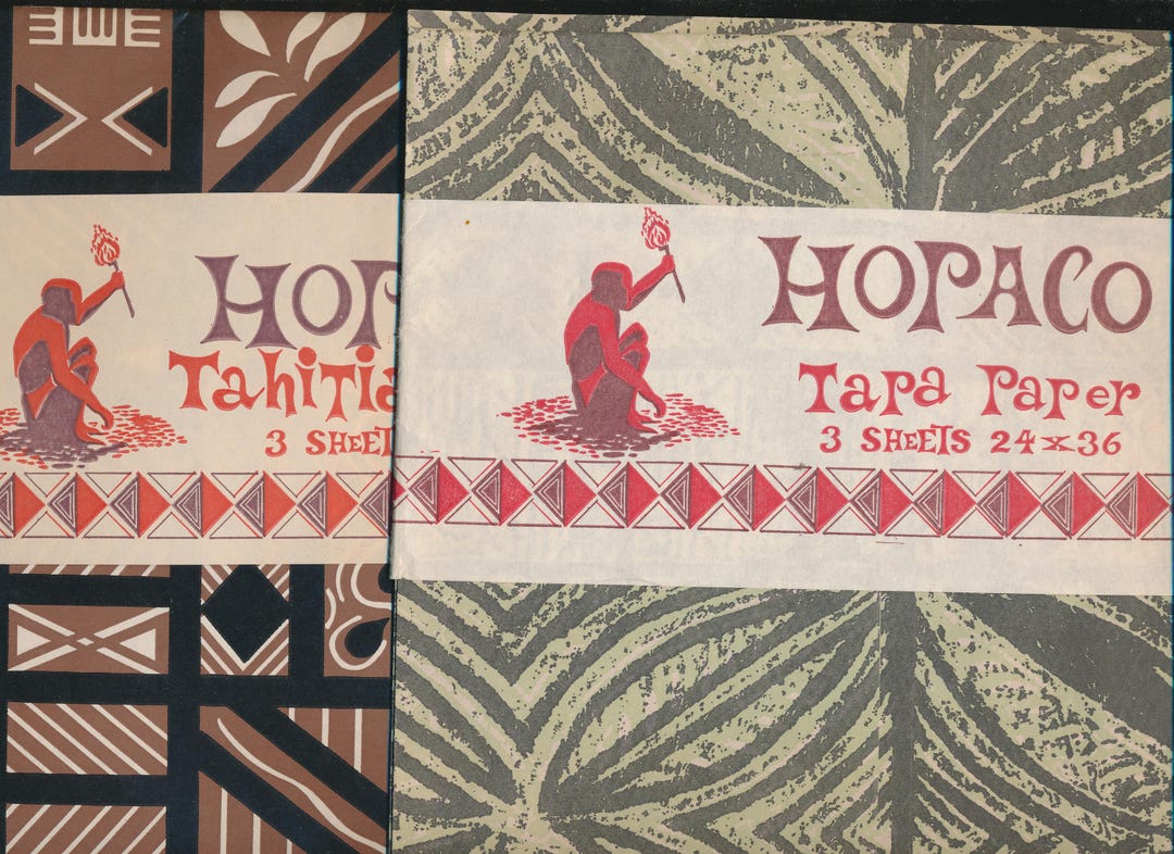 Vintage Wrap, Hopaco, Tahiti Polynesian Style, Tapa Style Gift Wrap - Etsy