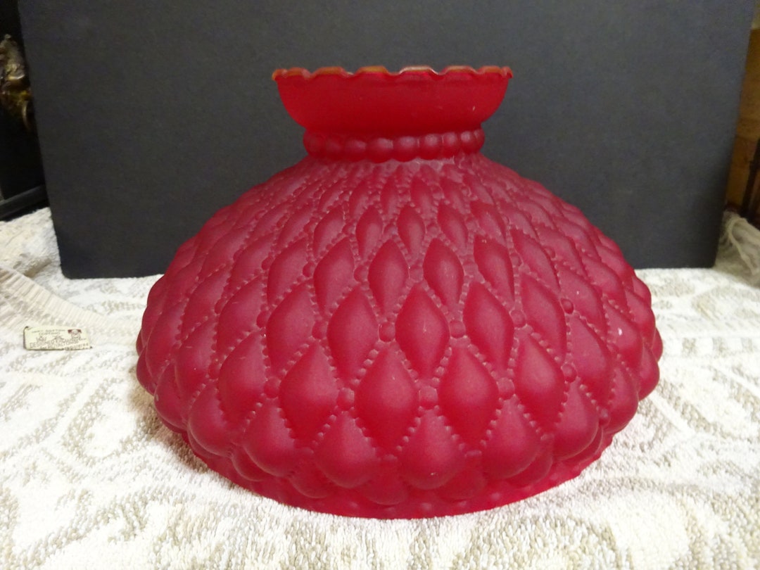 Ruby Red Glass Lamp Shade Quilted Diamond Glass Shade for GWTW - Etsy