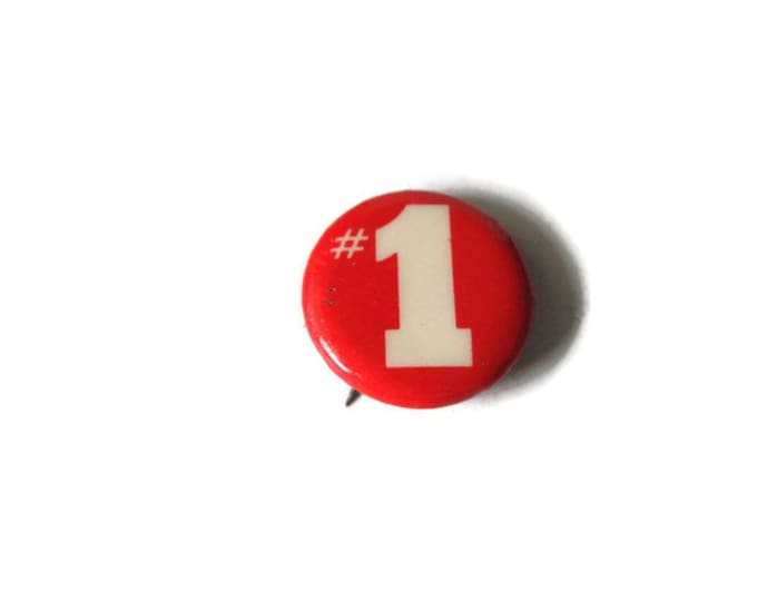 Small Pinback Button 1 Number One Red Celluloid 1960s - Etsy