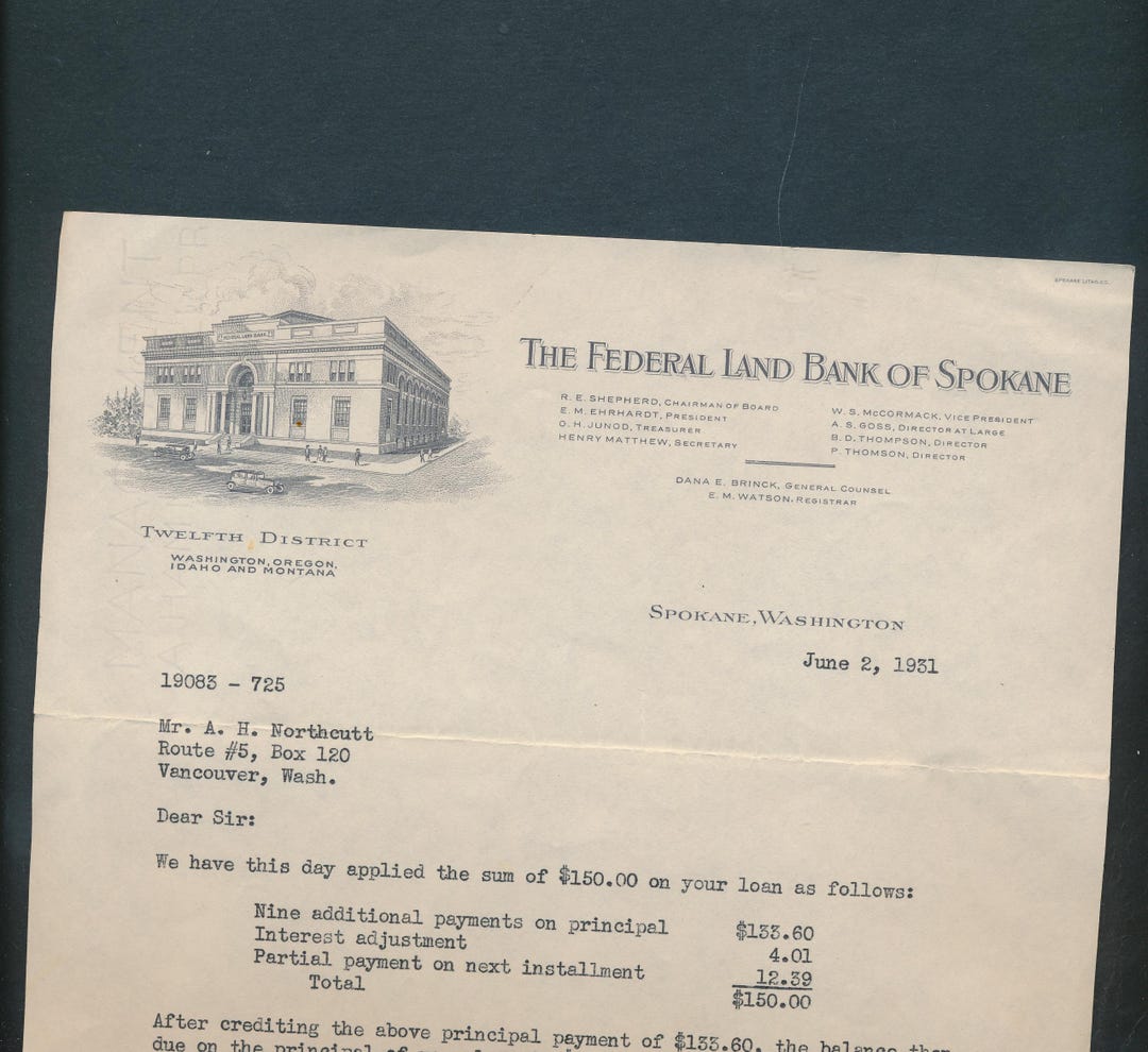 Vintage Paper Ephemera Letterhead, Authentic Vintage Document, Federal ...