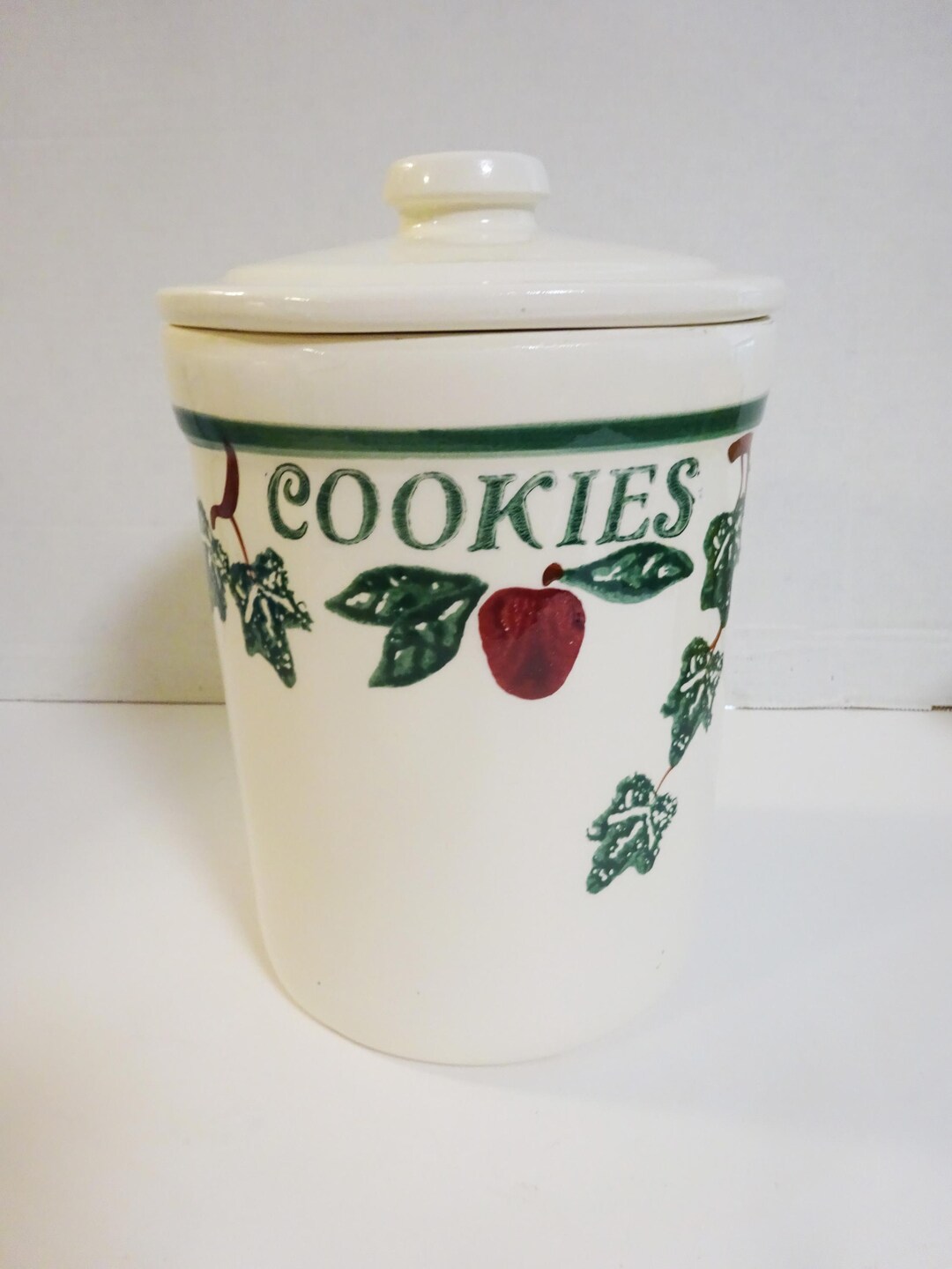 Vintage Jar, Ceramic Crockery Cookie Jar, Ivy and Apples, Santa Ana ...