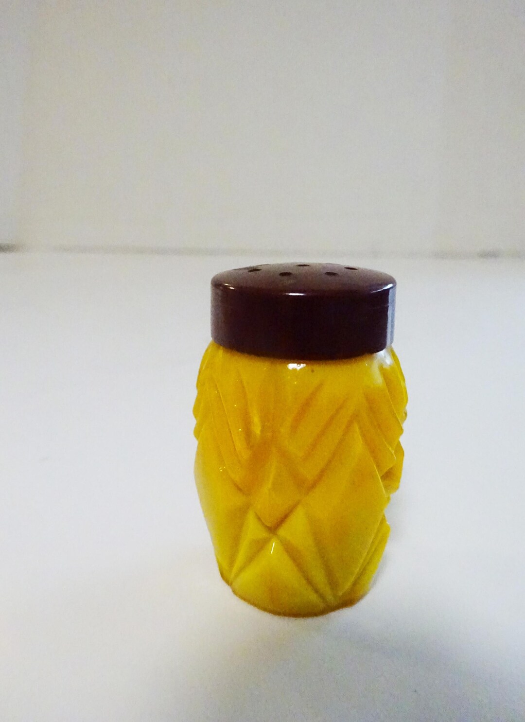 Salt Shaker, Individual Shaker, Yellow Glass, Carved Look - Etsy