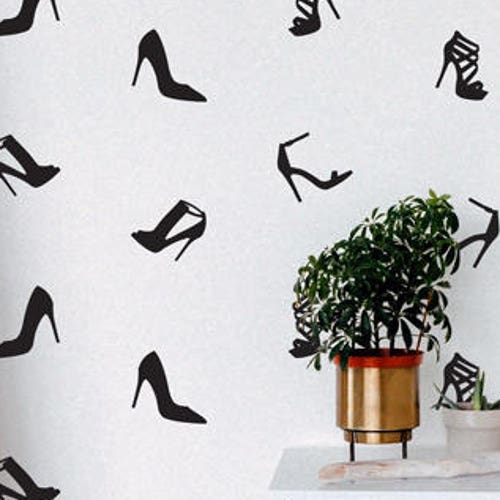 High Heels Shoe Pattern Wall Decal Custom Vinyl Fashion | Etsy