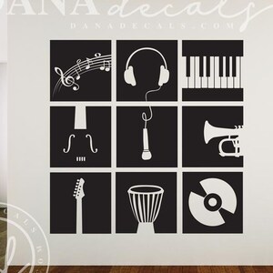 Large Music Instruments Stencil - Wall Decal Custom Vinyl Art Stickers ...