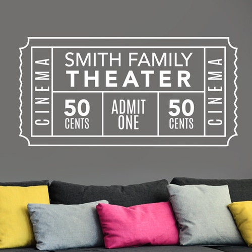 Personalized Family Movie Theater Ticket Decal Wall Decal | Etsy