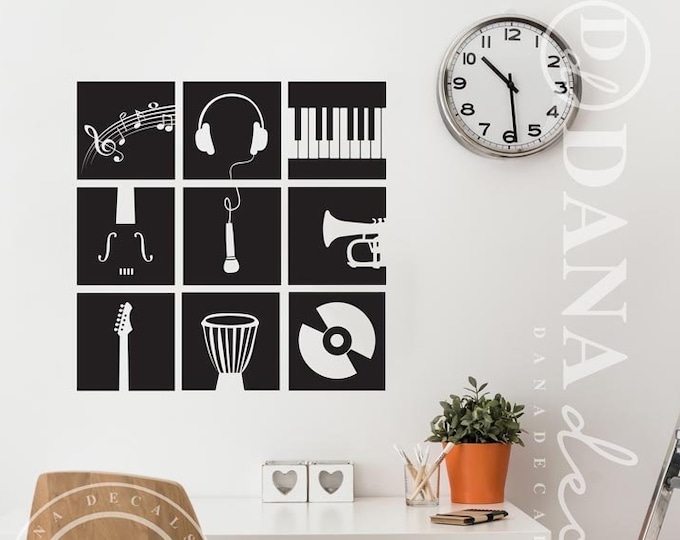Small Music Instruments Stencil Wall Decal Custom Vinyl Art | Etsy