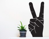 Peace Hand Sign Silhouette Wall Decal Custom Vinyl Art - Etsy