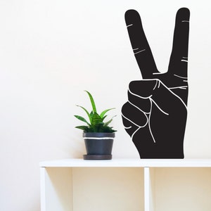 Peace Hand Sign Silhouette - Wall Decal Custom Vinyl Art Stickers - Etsy