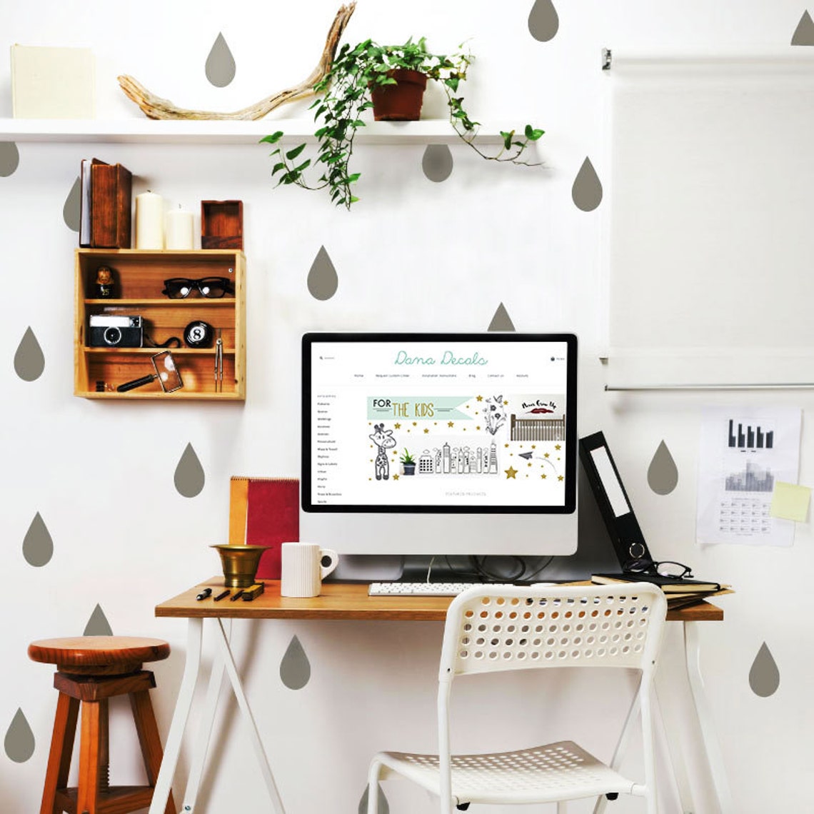 Raindrop Repeatable Pattern Vinyl Wall Decal Raindrop - Etsy