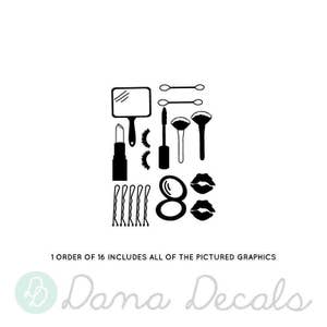 Makeup Pattern Wall Decal Custom Vinyl Cosmetics Stickers for Glam Room ...