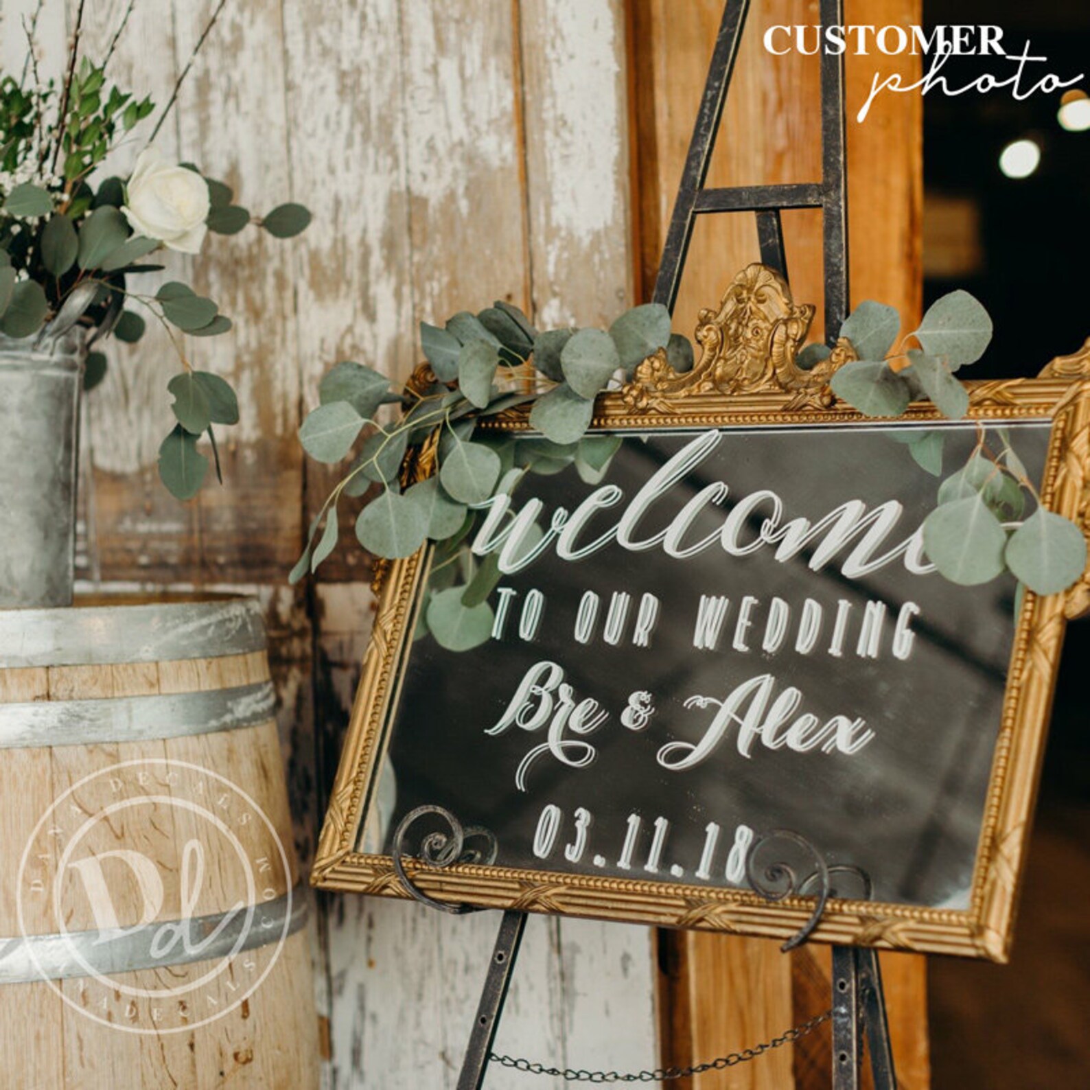 Simple Personalized Wedding Welcome Sign Names and Date Decal | Etsy