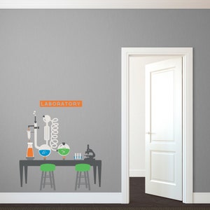 Kids Scientist Lab Playroom Backdrop Decal - Wall Decal Custom Vinyl ...