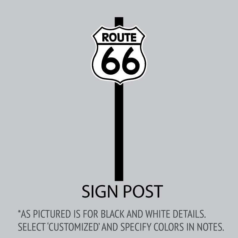 Route 66 Sign Post Vinyl Wall Decal, Cars Themed Kid's Room Decor - Etsy