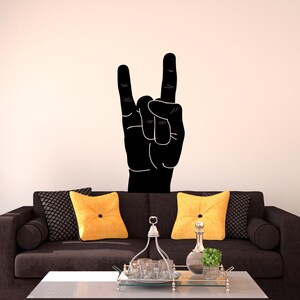 Rock on Hand Sign Silhouette - Wall Decal Custom Vinyl Art Stickers - Etsy