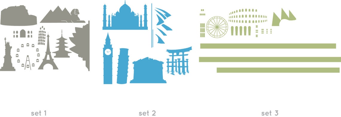 World Landmarks Border (12 Landmarks) - Wall Decal Custom Vinyl Art ...