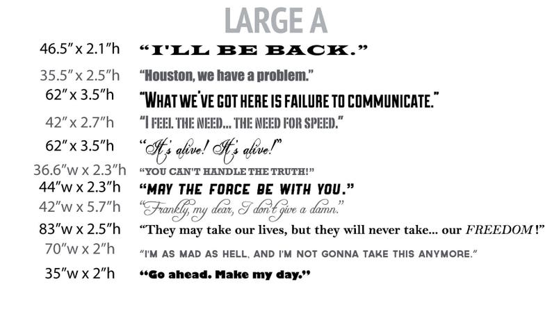 Movie Quotes Wall Decal - Classic Cinema Vinyl Art - Etsy