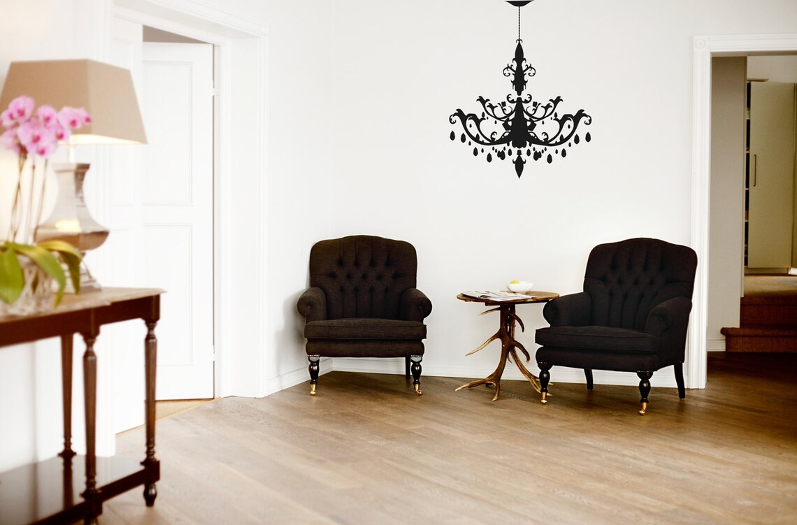 Chandelier Silhouette Wall Decal Custom Vinyl Art Stickers - Etsy