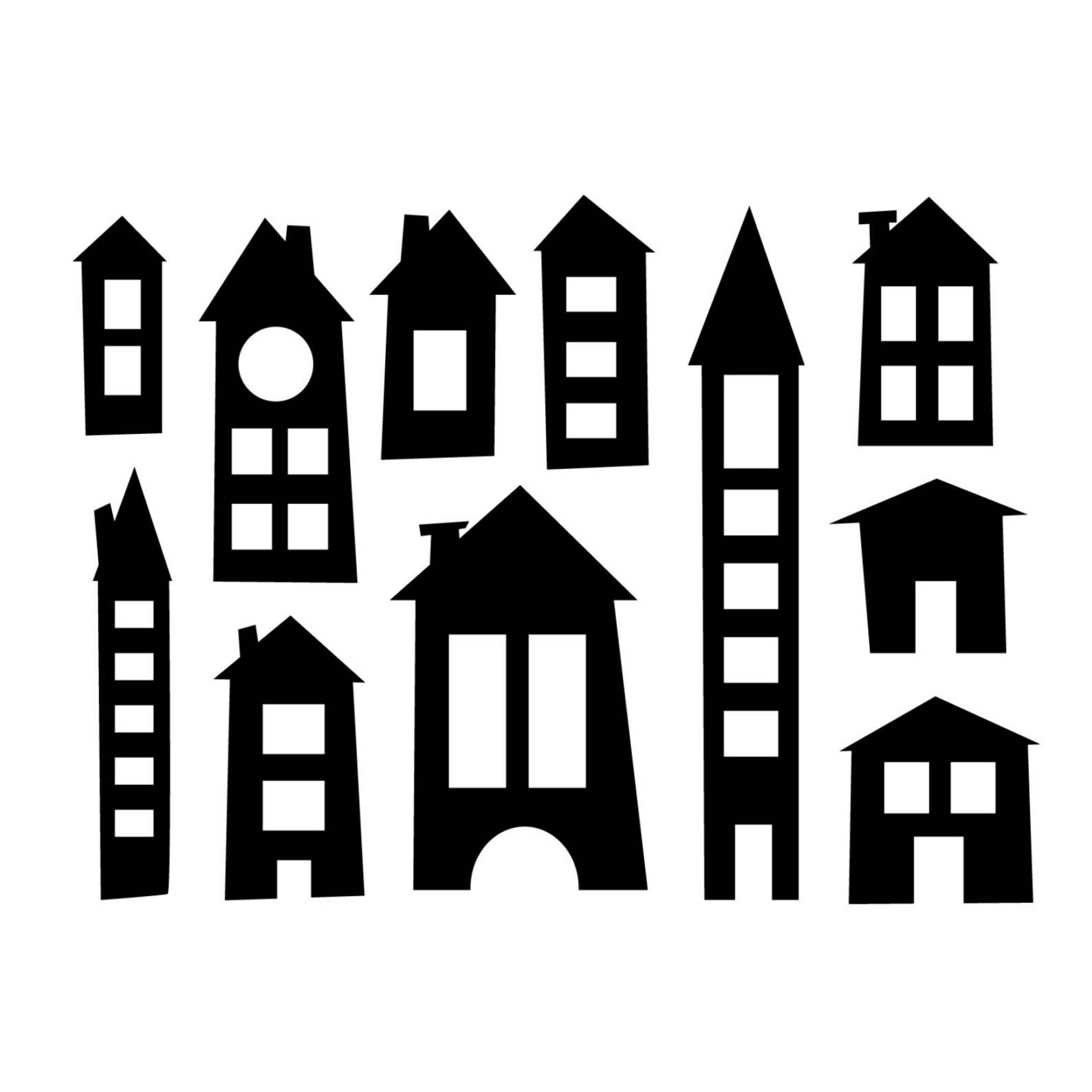 Cute Mod City Buildings Stacked Pattern Wall Decal Custom Vinyl Art ...