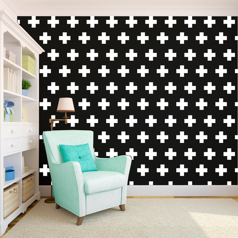 Swiss Cross Plus Sign Pattern - Wall Decal Custom Vinyl Art Stickers ...