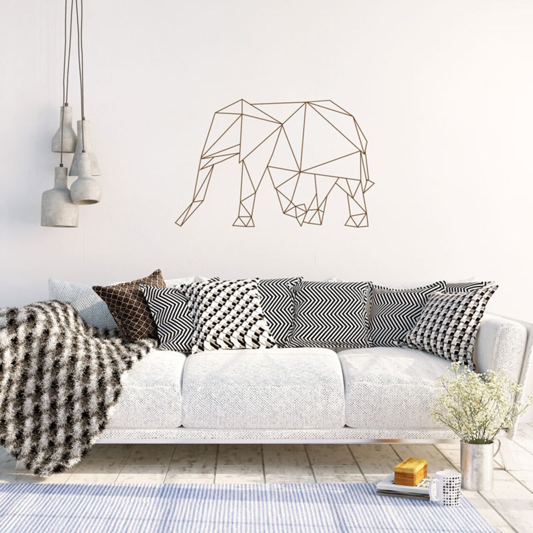 Geometric Polynomial Elephant - Modern Elephant Design Wall Vinyl Decal ...