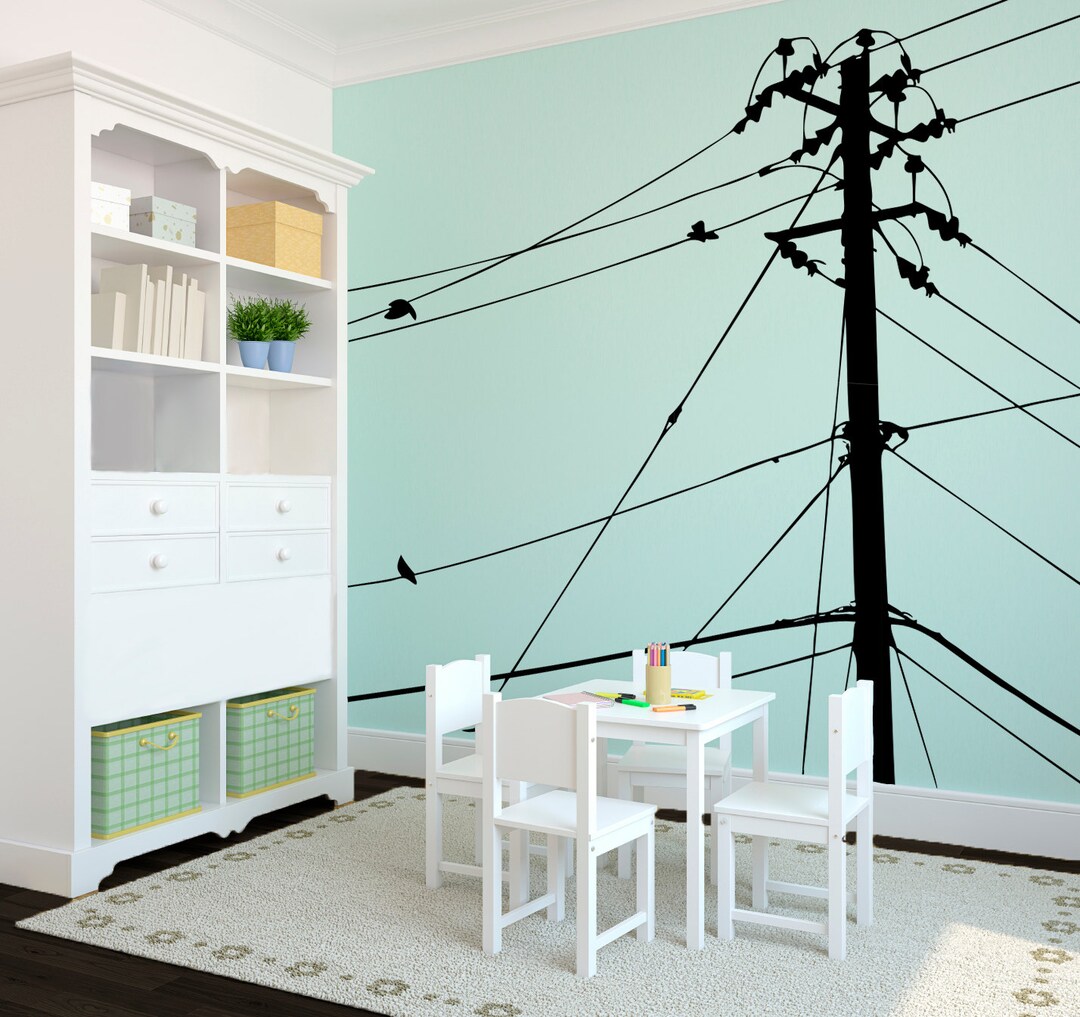 Wall Decal Custom Vinyl Art Stickers - Power Lines and Birds - Etsy