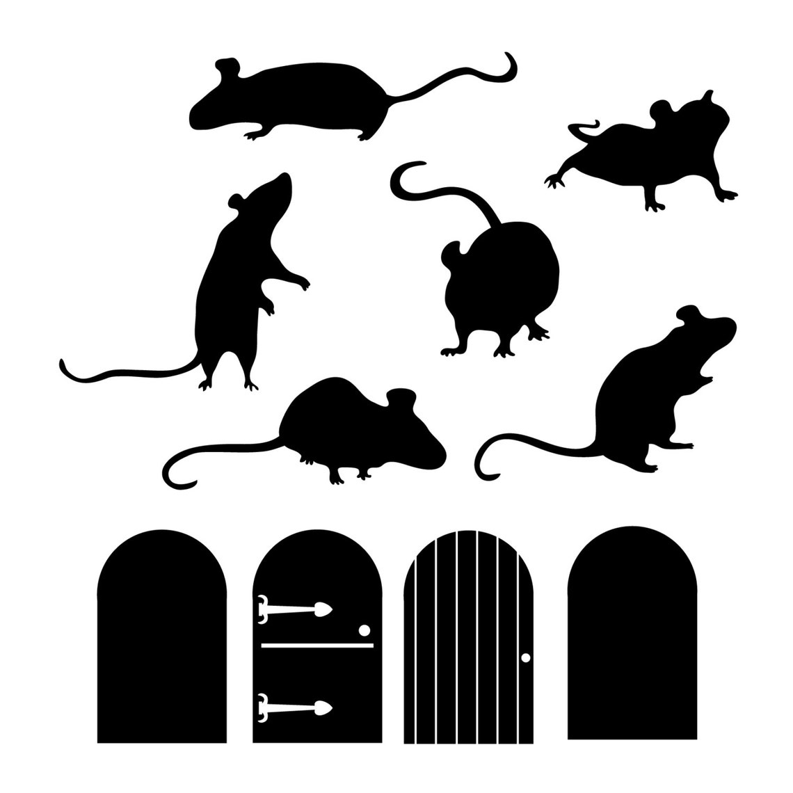 Mice Doors Silhouettes - Animal - Wall Decal Custom Vinyl Art Stickers ...