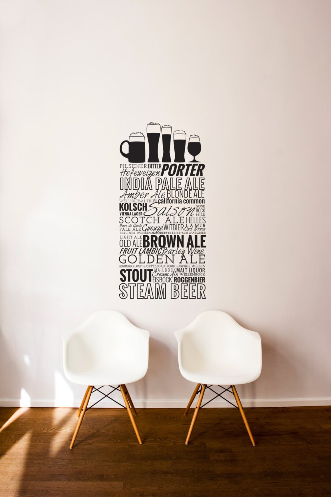 Beer Title List With Beer Glasses Urban Quote Pattern - Wall Decal ...
