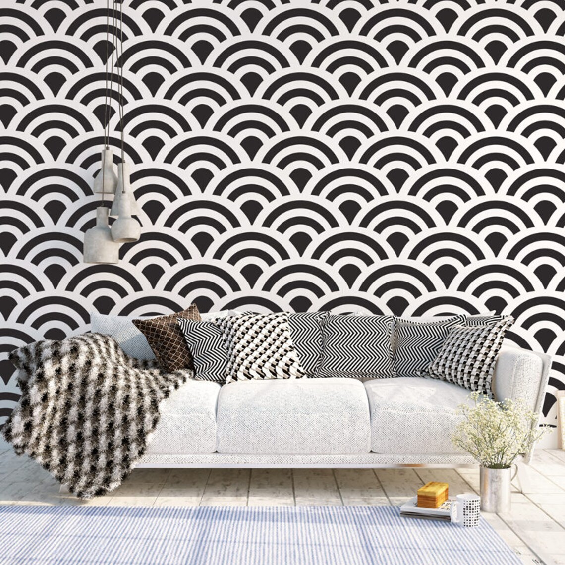 Chic Scallop Vinyl Wall Decal Pattern modern Stylish Pattern - Etsy