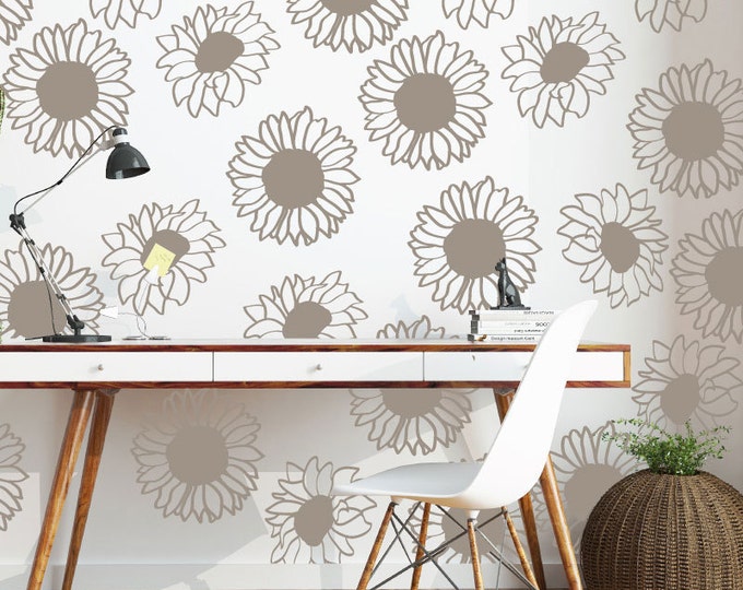 Small Sunflower Wall Pattern Decal Wall Decal Custom Vinyl - Etsy